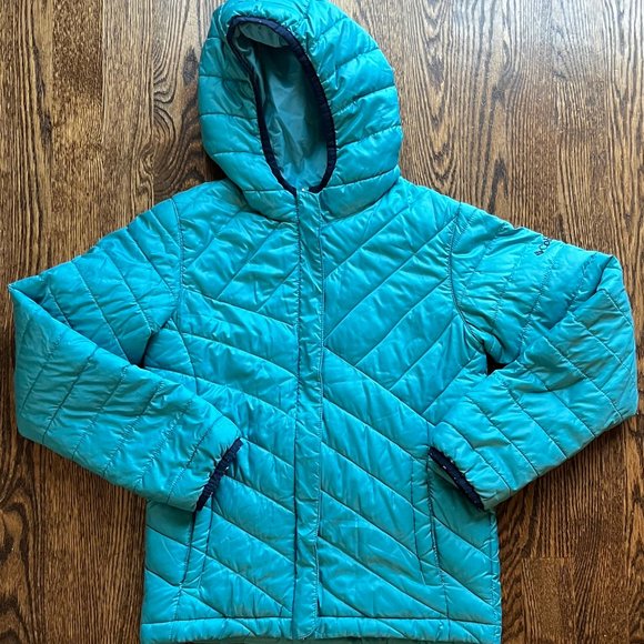 Columbia | Jackets & Coats | Columbia Turquoise Zip Up Puffer With Hood ...